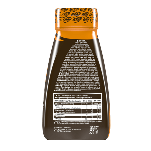 6PAK Syrup ZERO Chocolate-Caramel - 500 ml | SOS ZERO | Sklep 6PAK ...